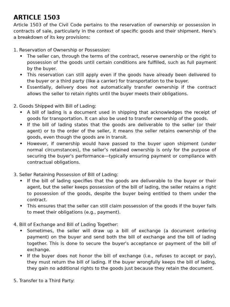 CHAPTER 4 - RFLB NOTES | PDF | Bill Of Lading | Negotiable Instrument