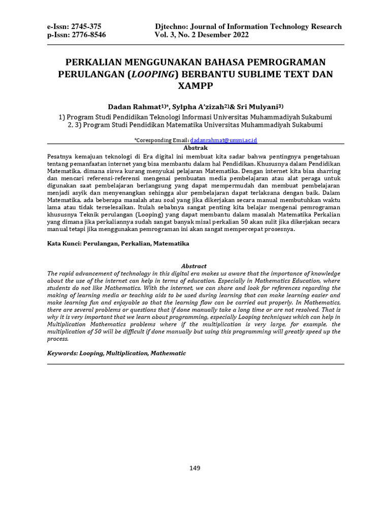 Perkalian Menggunakan Bahasa Pemrograman | PDF