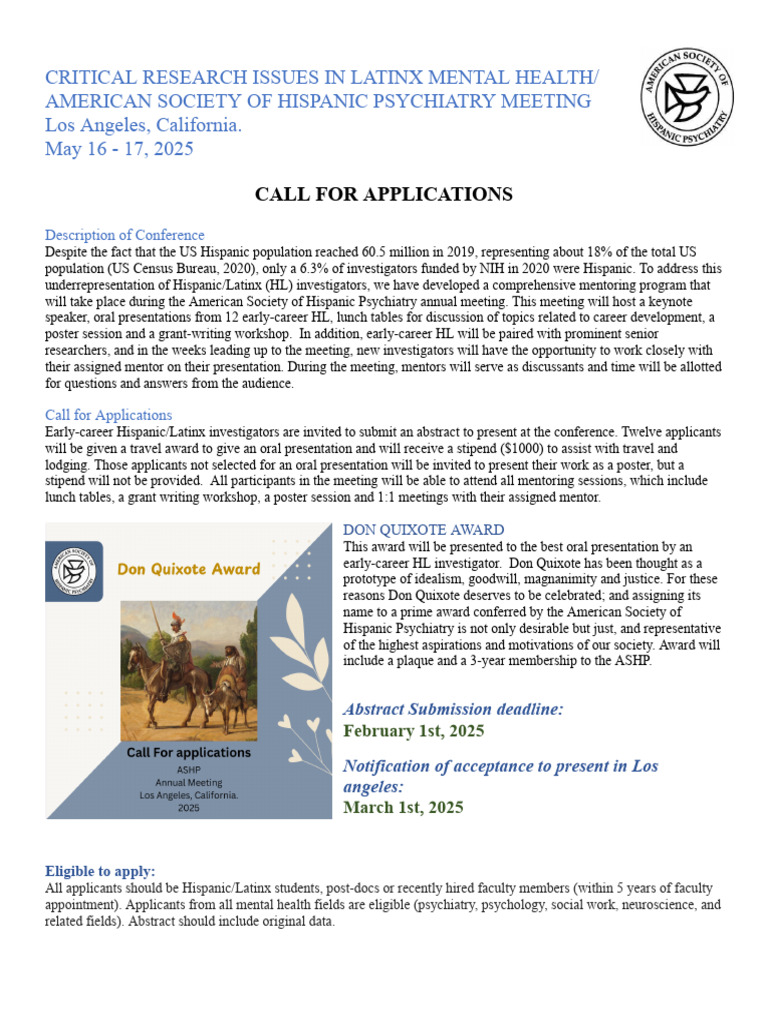 2025 CRI - LMH - ASHP - CallForApplications (1) - 1 | PDF