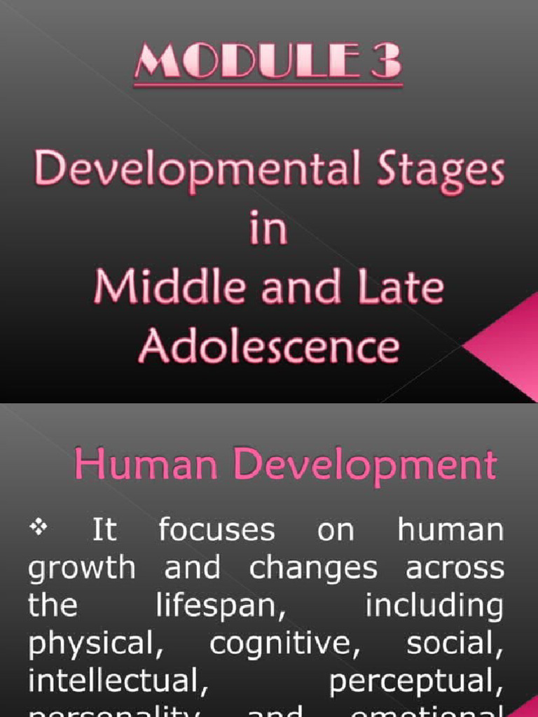 Developmental Stages in Middle and Late Adolescence | PDF