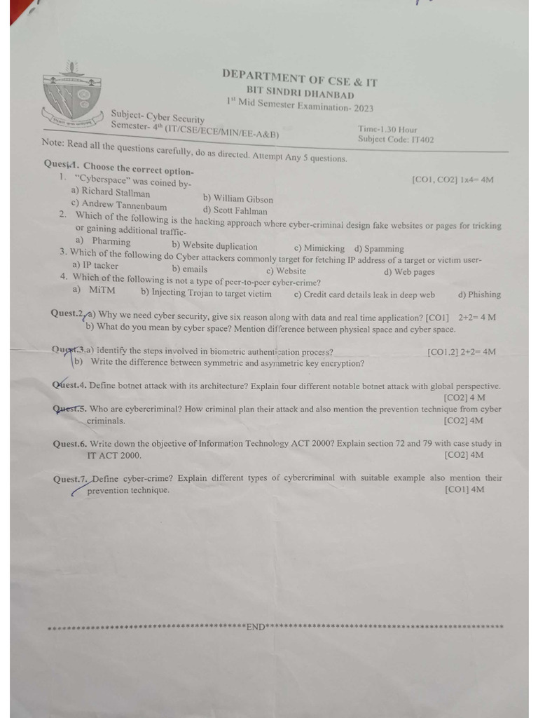 cybersecurity (mid+end) 4th sem | PDF