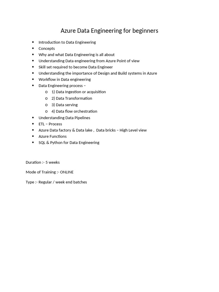 Azure Data Engineering For Beginners | PDF