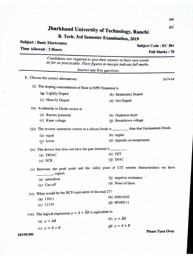 BasicElectronics EndSem 2019 | PDF