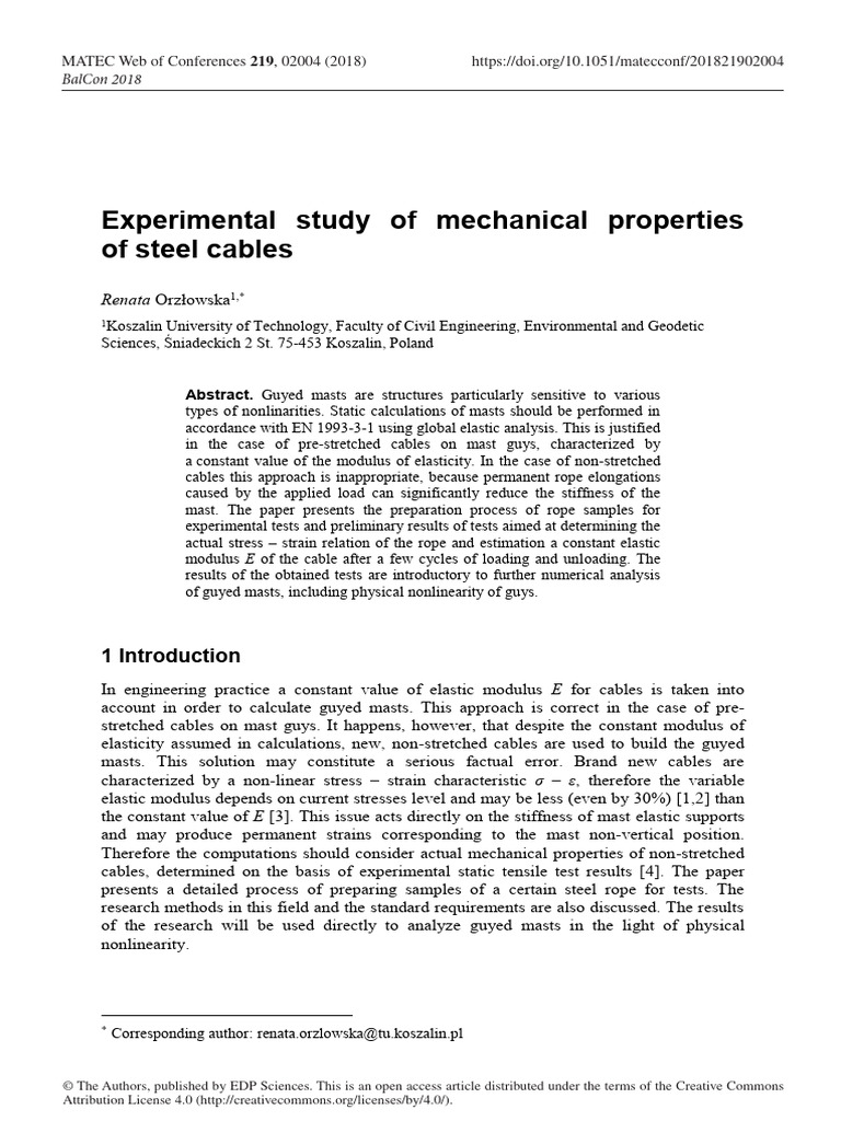 Experimental Study of Mechanical Properties of Ste | PDF | Young's Modulus | Elasticity (Physics)