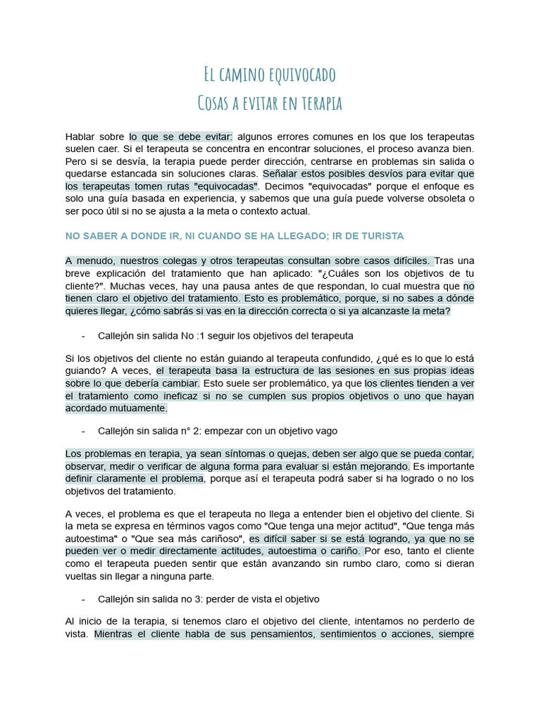 Lect 13 - El Camino Equivocado | PDF | Terapia | Autoestima