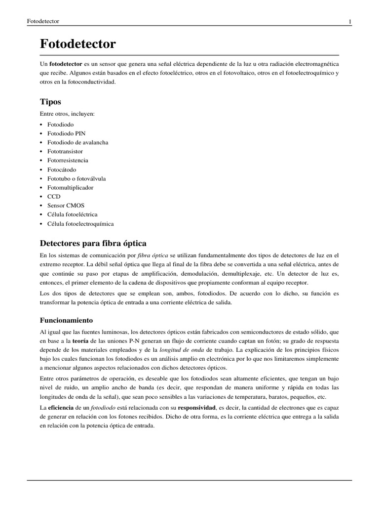 Fotodetector | PDF | Ingenieria Eléctrica | Electrónica