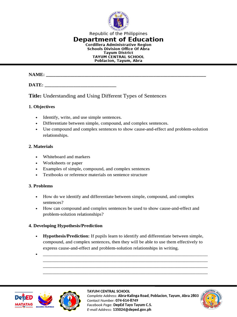 Performance Task English Grade 5 Q1 Week 6 | PDF | Sentence (Linguistics) | Cognition