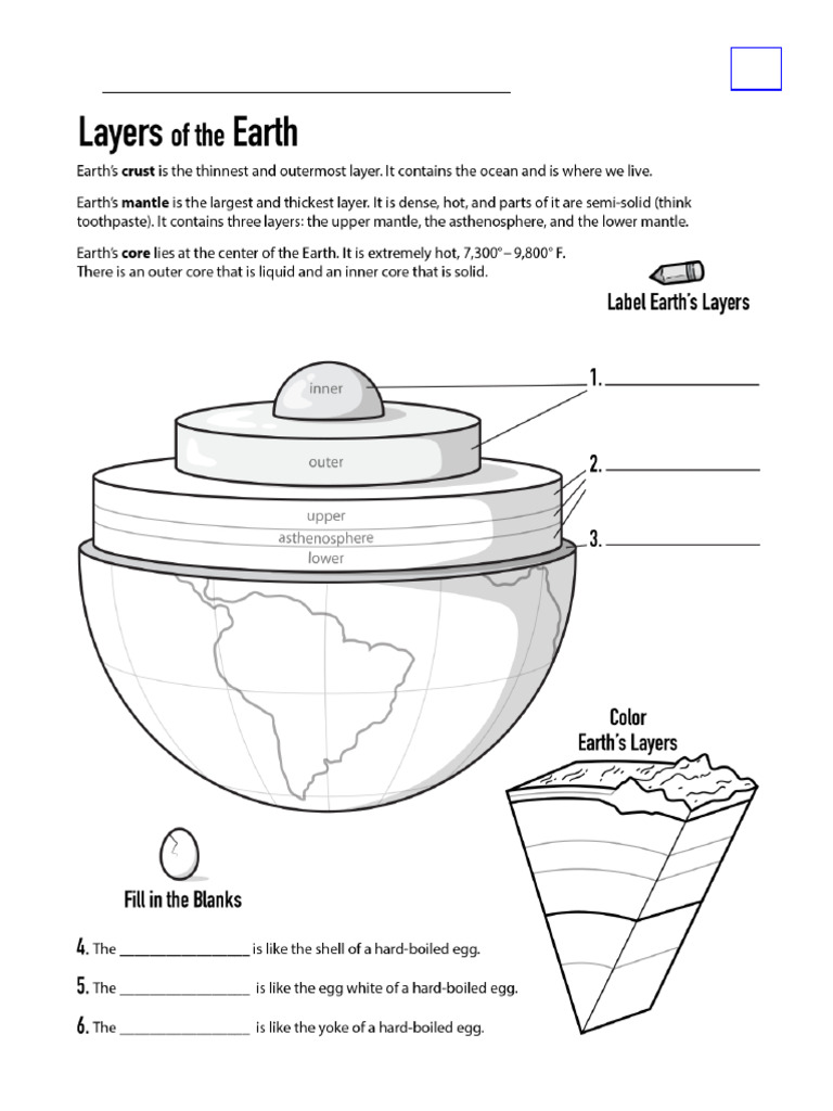 Layers of The Earth Worksheet | PDF
