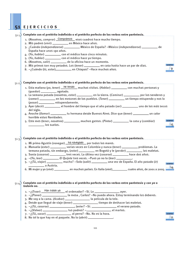 Pret. Perfecto Simple Vs Pret. Imperfecto | PDF | Mecánica del lenguaje ...