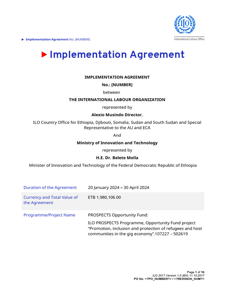ILO Implementation Agreement for Refugee Inclusion | PDF | Ethiopia ...