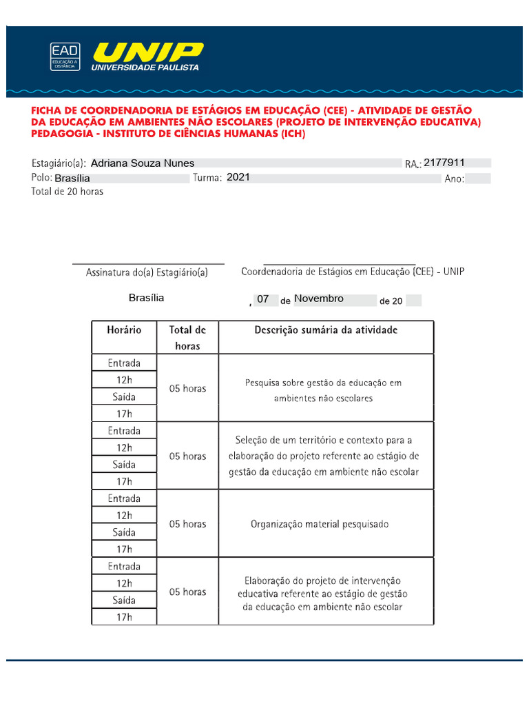 Ficha - Cee - Não Escolar | PDF