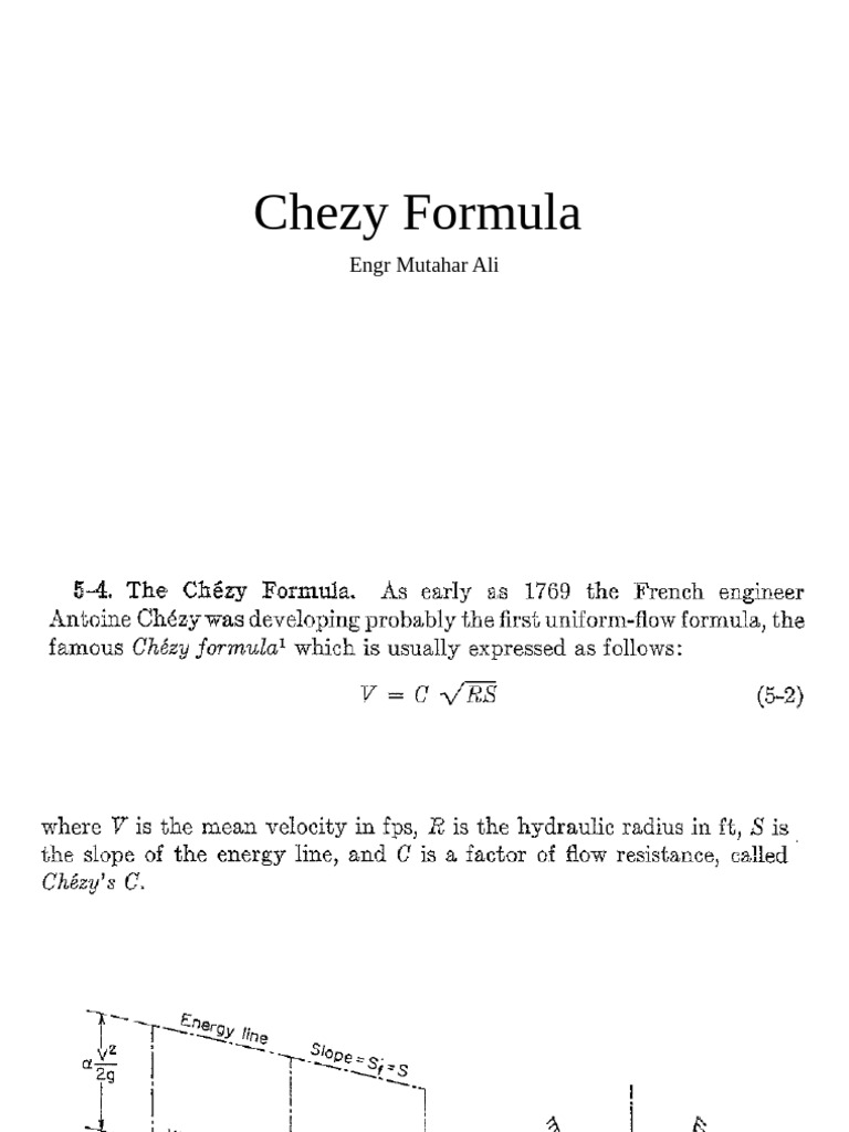 Chezy Formula | PDF | Science & Mathematics