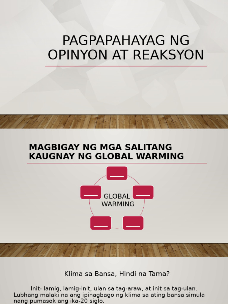 Pagpapahayag NG Opinyon at Reaksyon | PDF