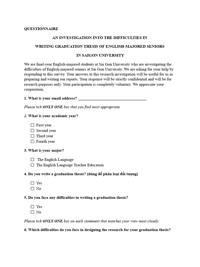 Questionnaire | PDF | Thesis | Citation