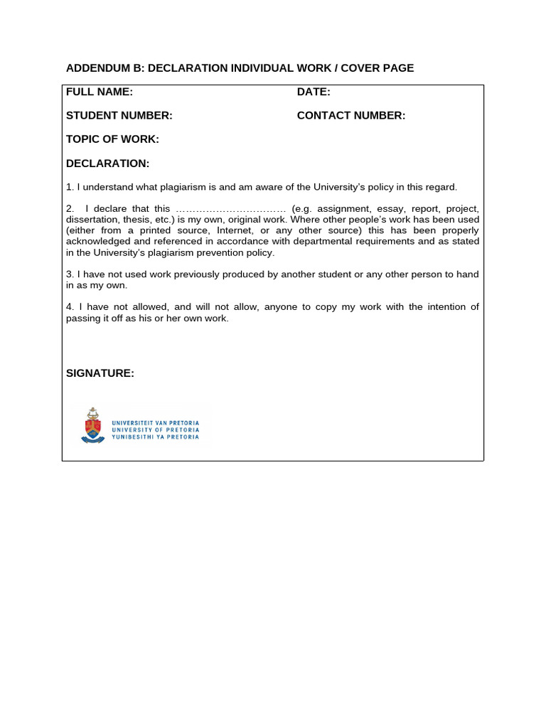 Letter of Declaration | PDF