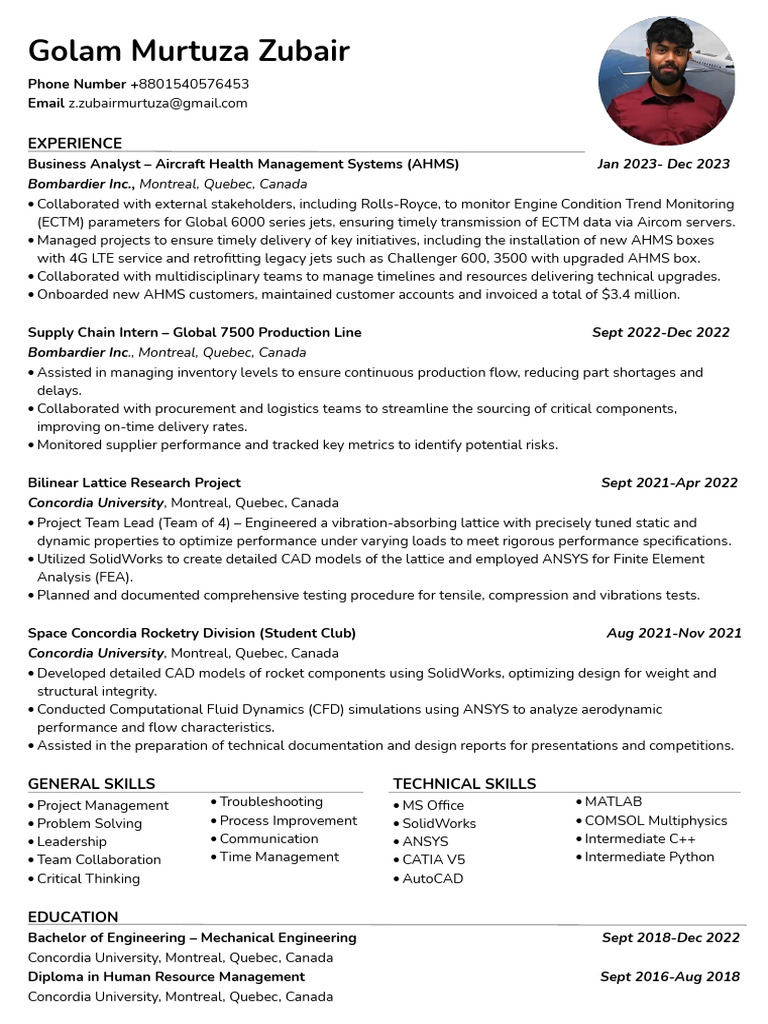 Golam Murtuza Zubair - Resume | PDF | Finite Element Method | Computational Fluid Dynamics