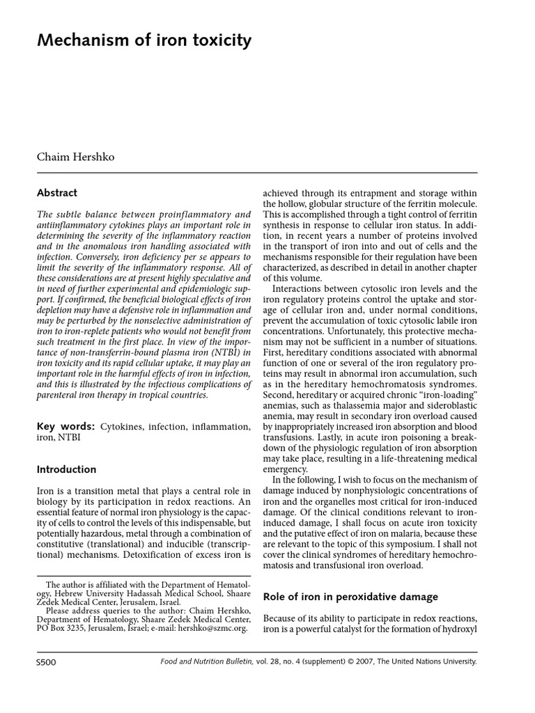 Mechanisms of Iron Toxicity Explained | PDF | Reactive Oxygen Species ...