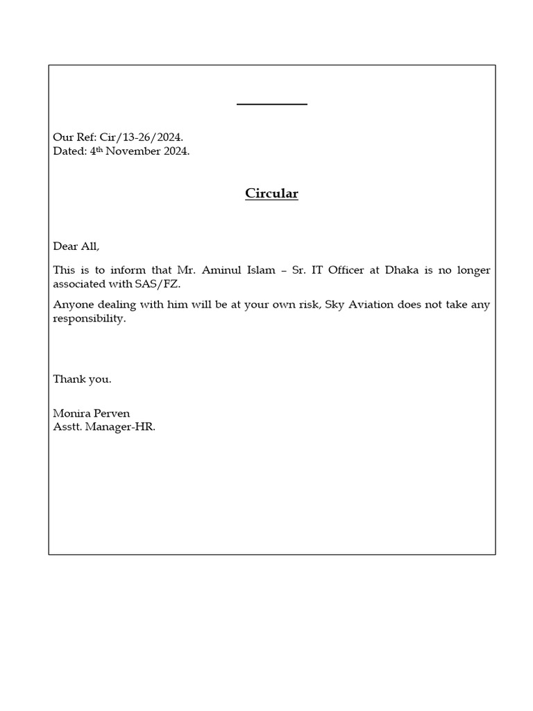 Internal Circular | PDF