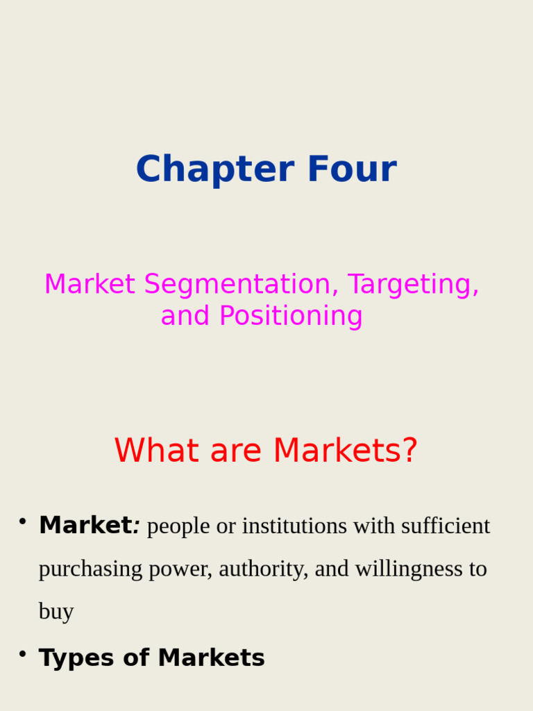 Chapter 4 Mkt Segmentation Targeting And Positioning Pdf Marketing Market Segmentation
