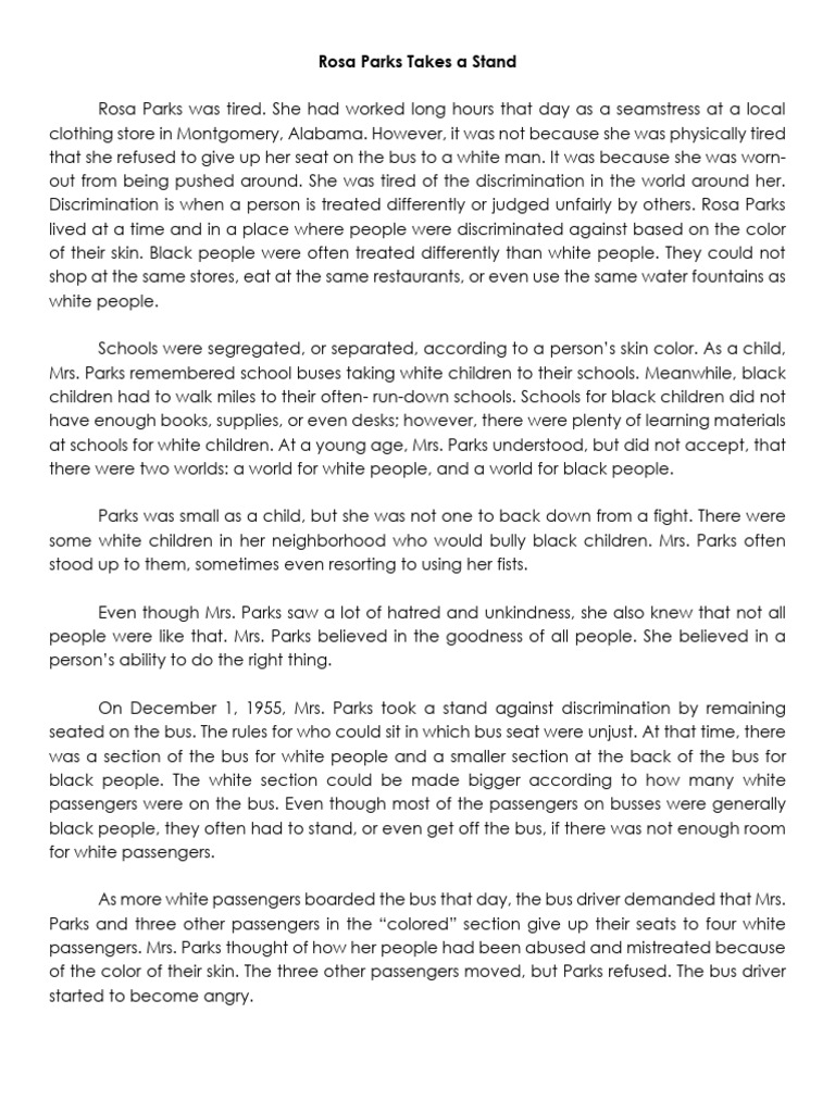 Rosa Parks' Stand Against Segregation | PDF | Rosa Parks | Justice