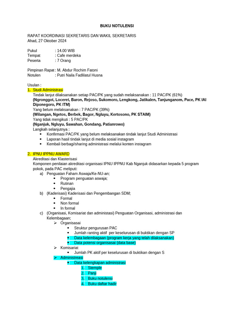 Form Notulensi | PDF
