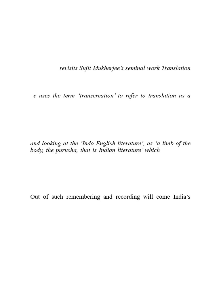Indian Translation Traditions: Sujit Mukherjee's Insights | PDF ...