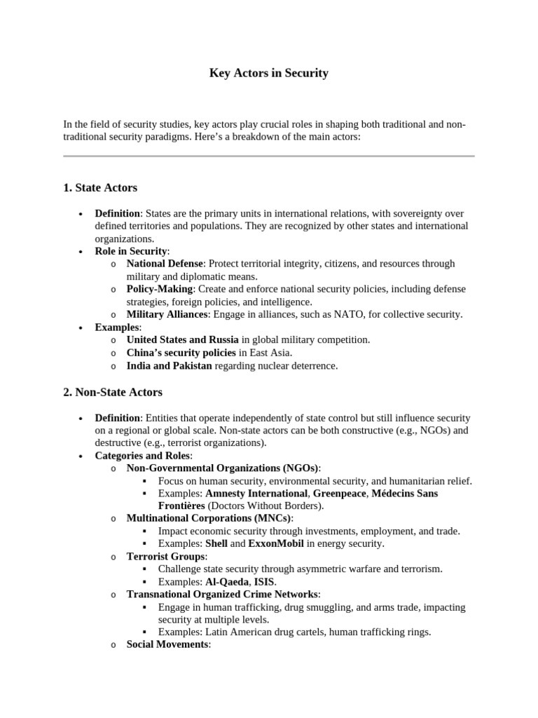 2-Key Actors in Security | PDF | United Nations | International Relations