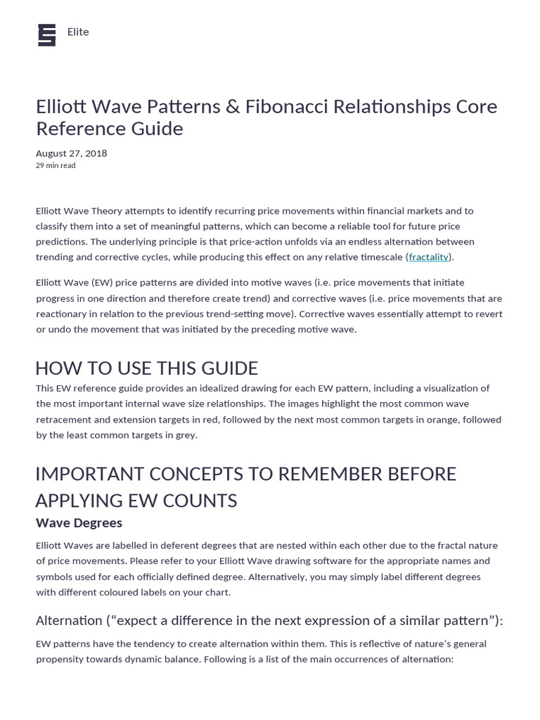 Elliott Wave Patterns & Fibonacci Relationships Core Reference Guide - Docx Version 1 | PDF ...