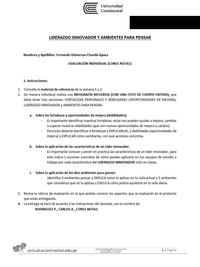 Consigna y Rúbrica - Cons1 Nota1 | PDF | Liderazgo | Creatividad