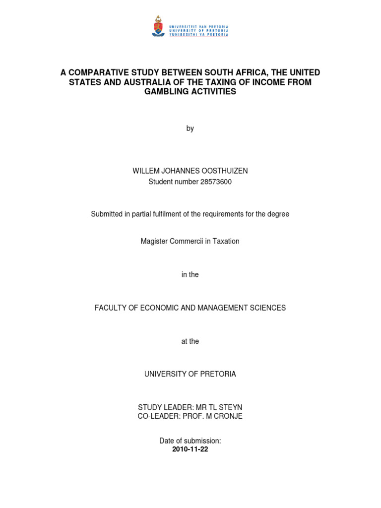 Taxation of Gambling Income: SA, US, AU | PDF | Tax Deduction | Taxes