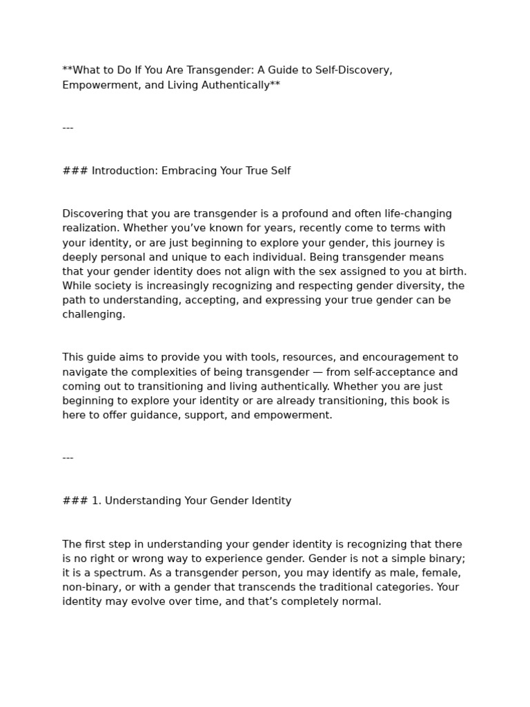 What To Do If You Are Transgender | PDF | Transgender | LGBTQIA+ Studies