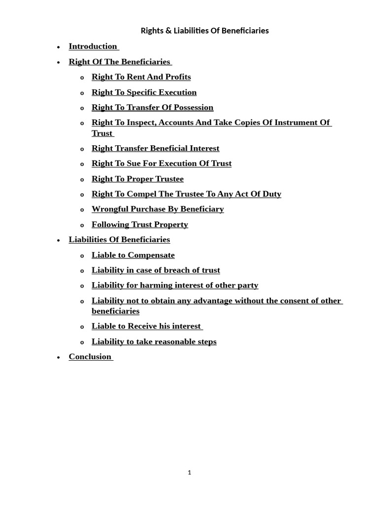 Rights & Liabilities of Beneficiaries | PDF | Legal Liability | English Trust Law