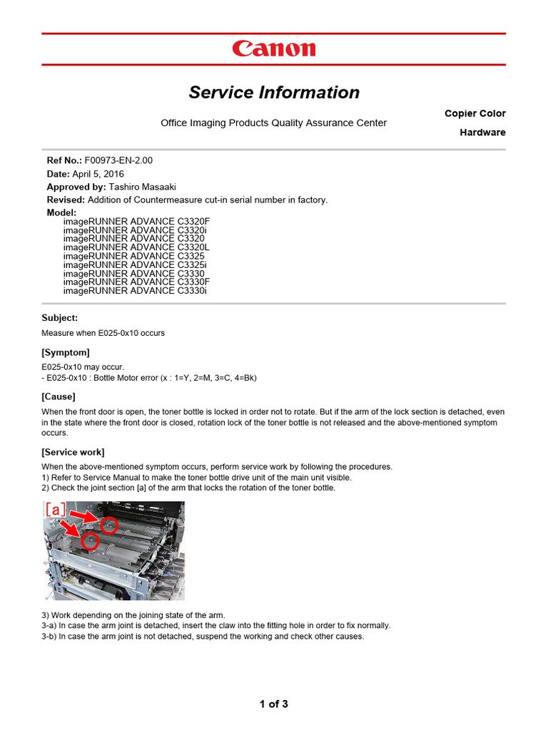 Fix E025-0x10 Error in Canon Copiers | PDF | Home & Garden | Computers
