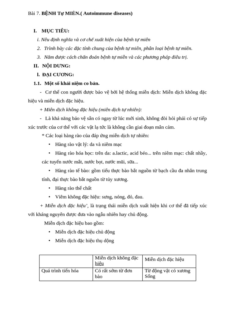 Bài 7. Bệnh tự miễn | PDF