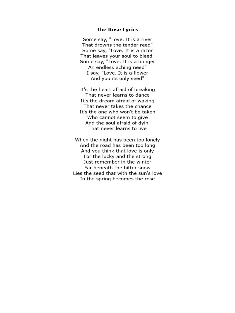 The Rose Lyrics | PDF | Poetry
