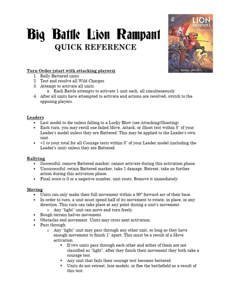 Big Battle Lion Rampant Overview | PDF | Armour | Warfare
