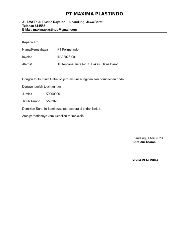 PT Maxima Plastindo (Nuranisah) | PDF