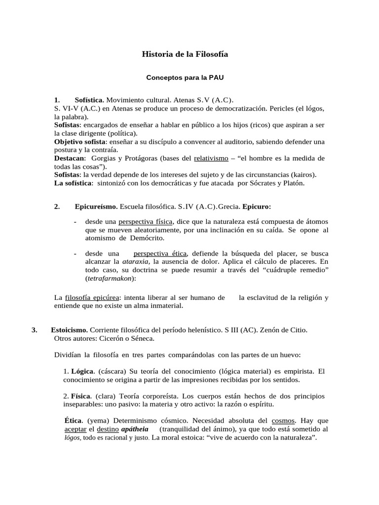 Filosofía para PAU: Conceptos Clave | PDF | Estoicismo | Platón