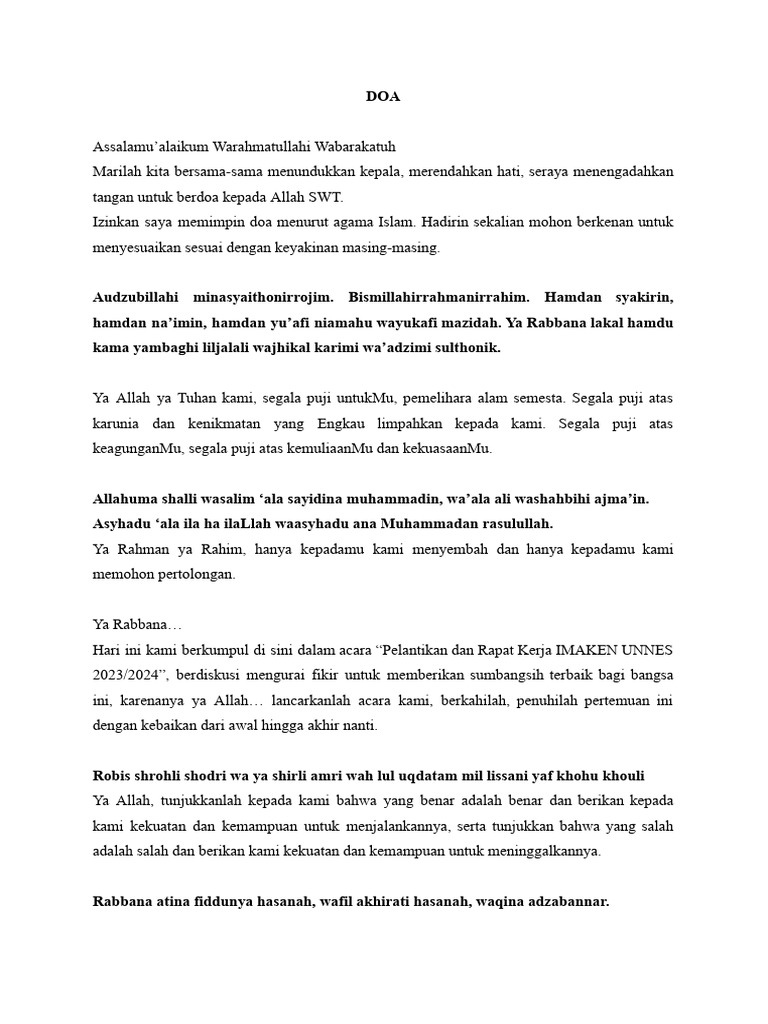 Teks Doa | PDF | Agama & Spiritualitas | Gaya Hidup