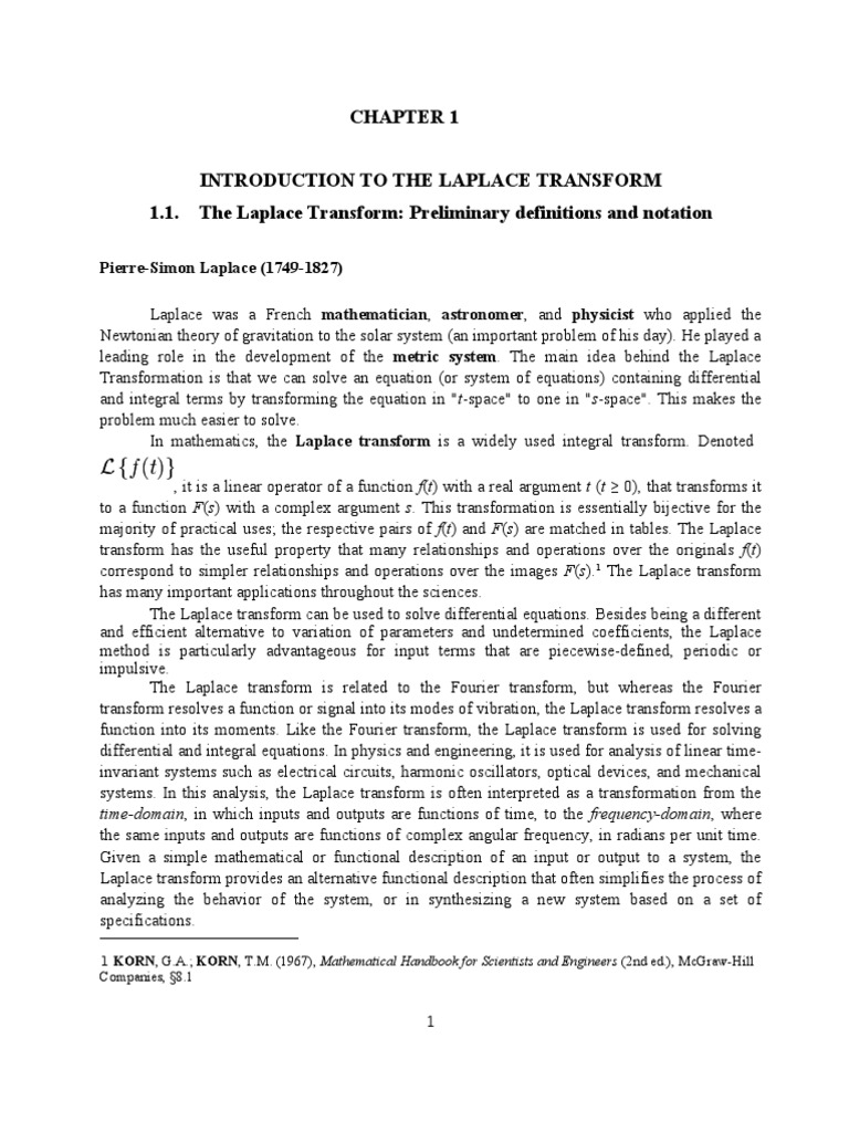 Introduction To The Laplace Transform | PDF | Laplace Transform ...
