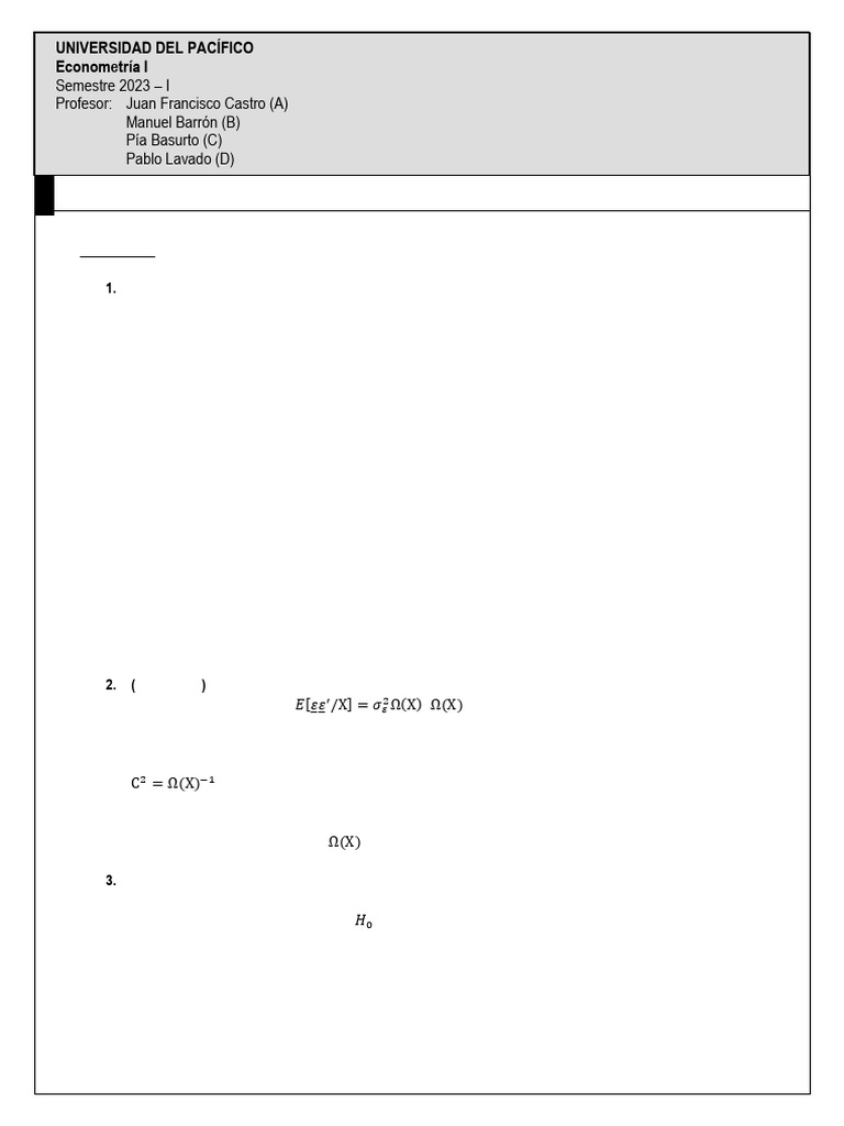 Seminario 3 PC3 PC3 2023 1 3 | PDF | Mínimos cuadrados ordinarios | Experimentar