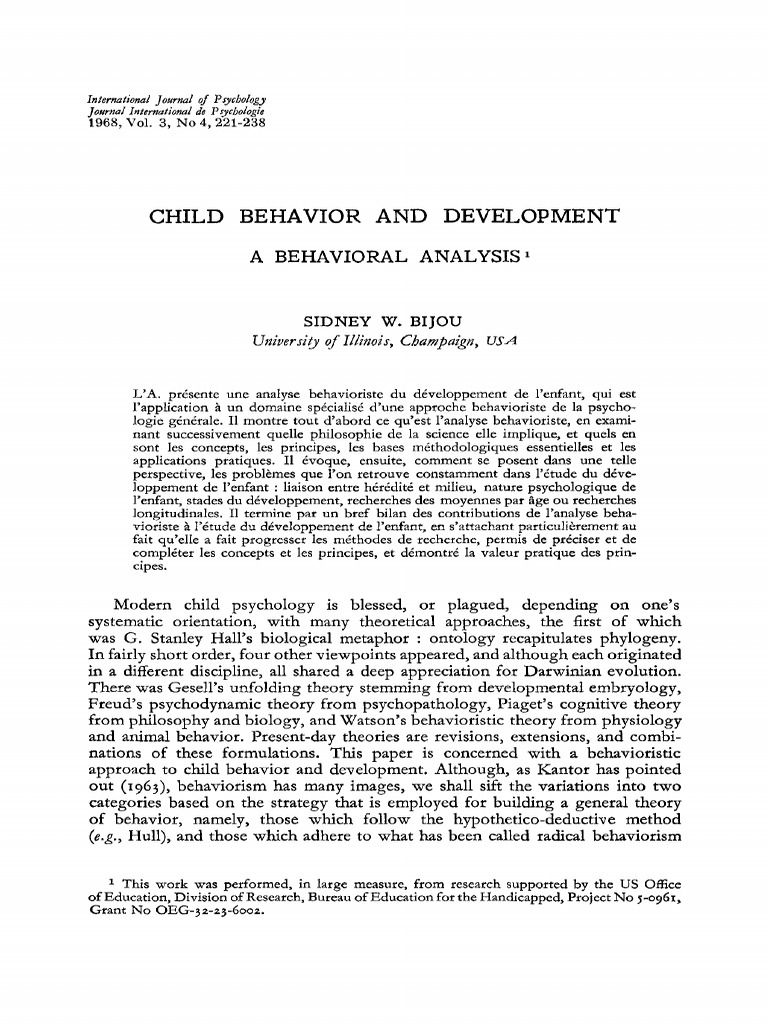 Child Behavior and Development: A Analysis | PDF | Behaviorism | Psychology