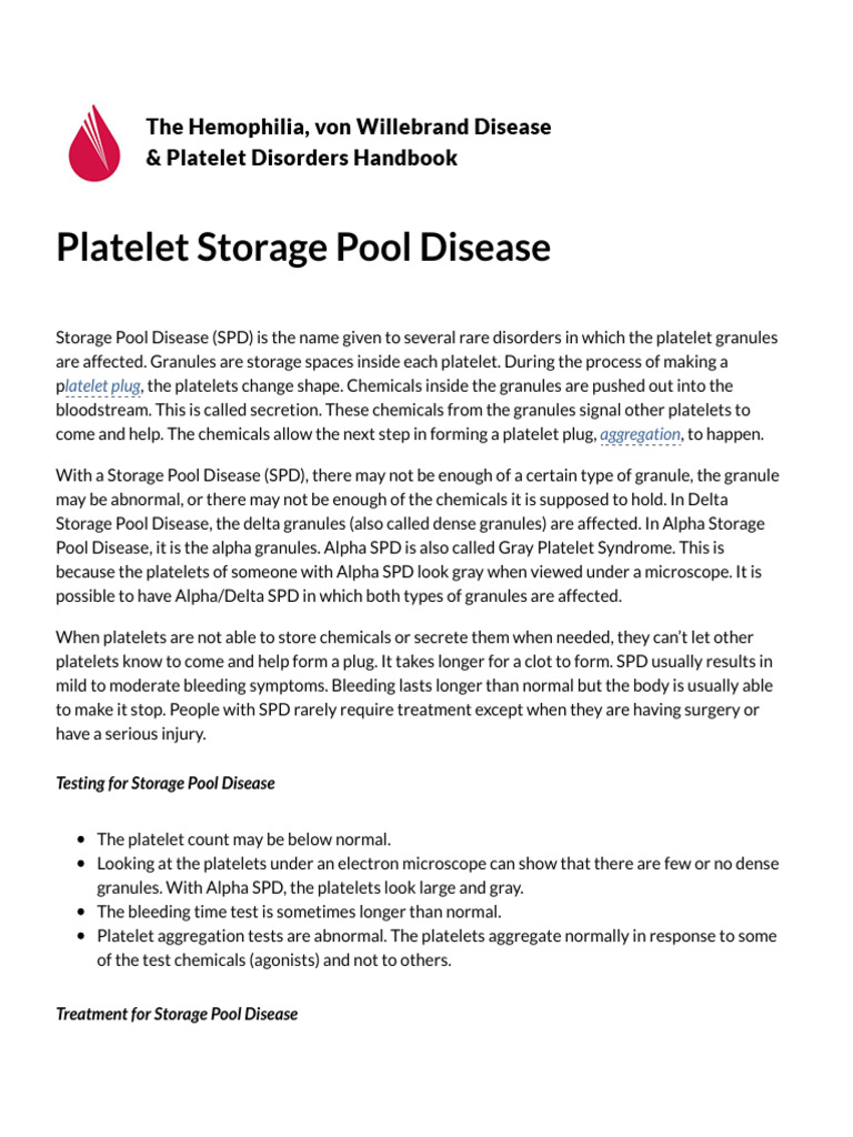 Platelet Storage Pool Disease Bleeding Disorders HoG Handbook ...