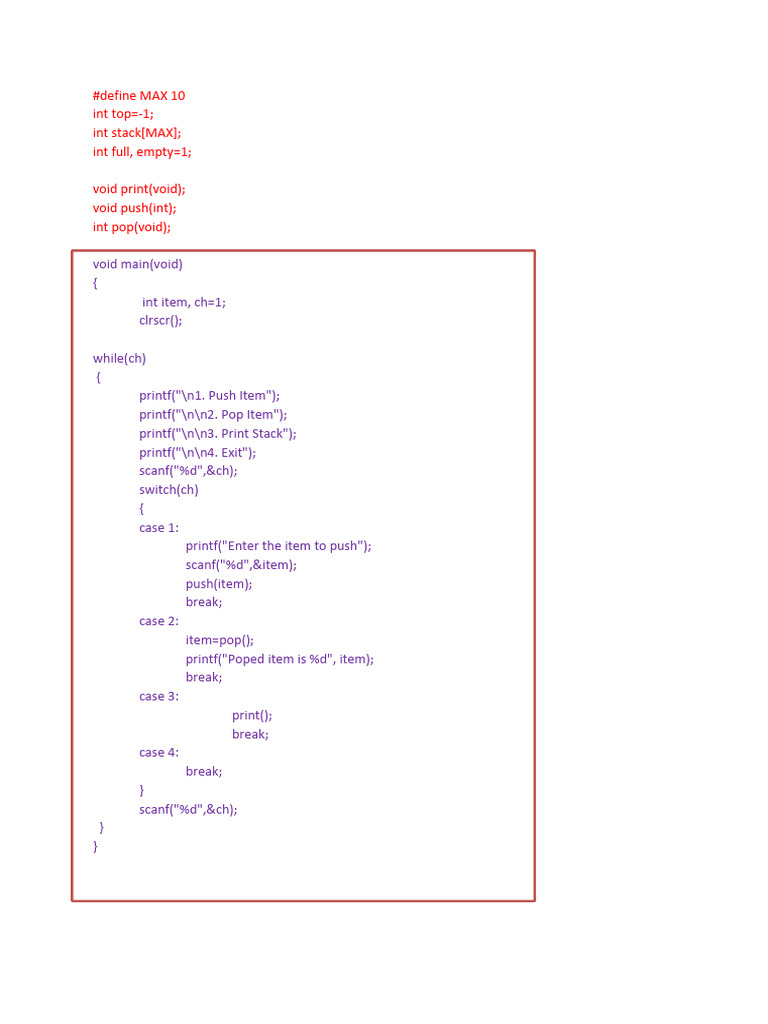 Stack Using Arrays | PDF