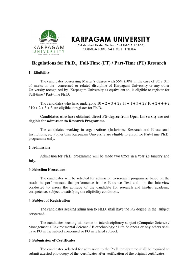 PHD Regulations | PDF | Doctor Of Philosophy | Thesis