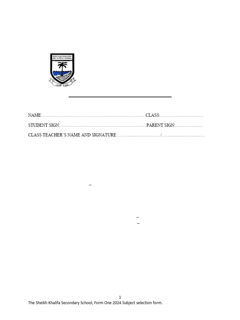 Subject Selection Form 2024 | PDF