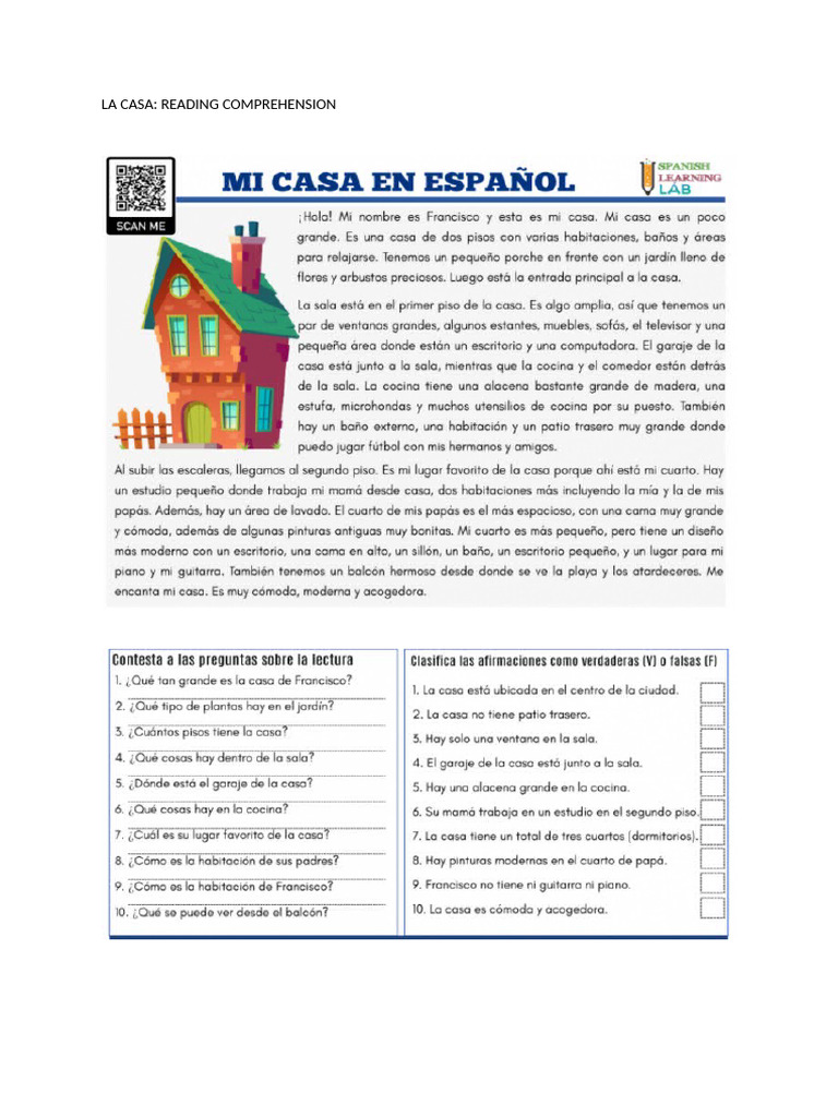 LA CASA Reading Comprehension | PDF