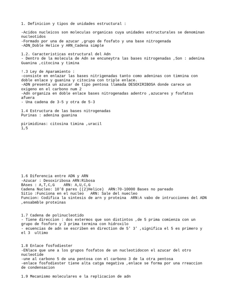 Biologia Repaso | PDF | Rna | Adn