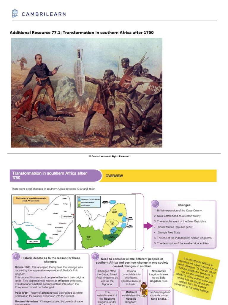 Transformation in Southern Africa 1750-1850 | PDF | Zulu Kingdom ...