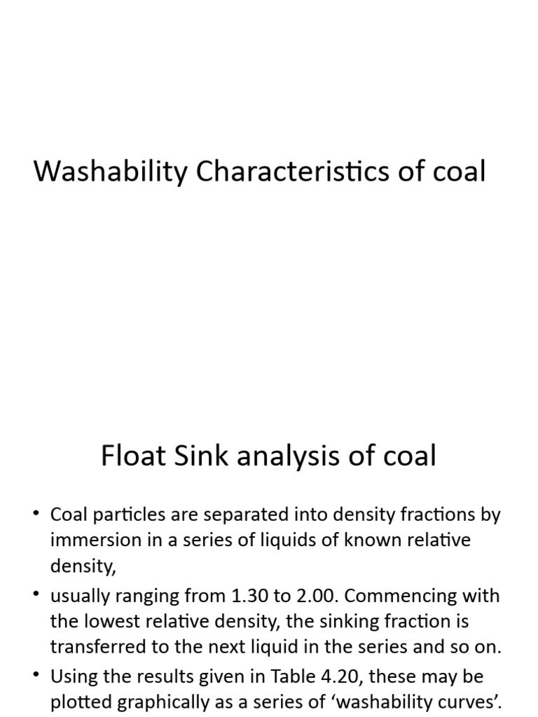 Washability Characteristics of Coal | PDF | Technology & Engineering